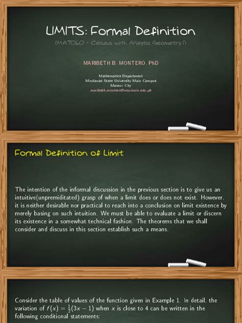 Mat060 2 Limit Formal Definition Pdf Mathematics Mathematical Objects