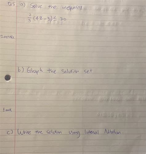 solved q5 a solve the inequality 32 4x−3 ≤30 2 marks b