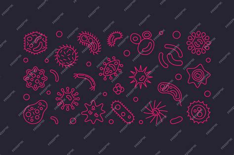 Premium Vector Pathogenicity Horizontal Banner Vector Viruses Line