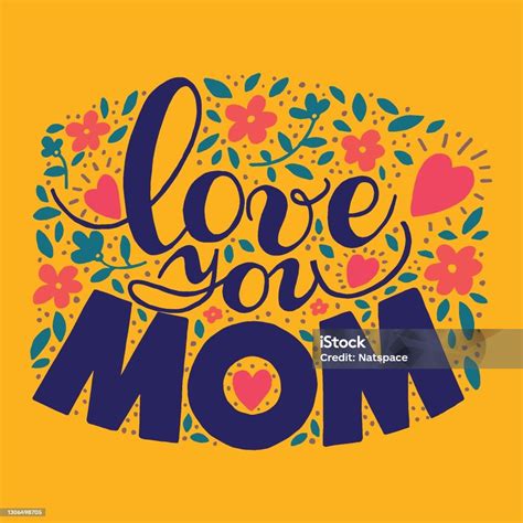 엄마 비문 사랑해요 벡터 축제 손 글자 그림 그림 과 꽃 화려한 배경에 인사말 카드 축제 포스터 티셔츠 해피 어머니의 날 0명에 대한 스톡 벡터 아트 및 기타 이미지