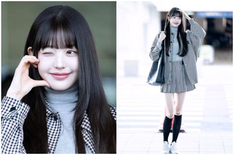장원영 청순 첫사랑 여자 가을코디 미우미우 깅엄체크 자켓 스커트 셋업 네이버 블로그
