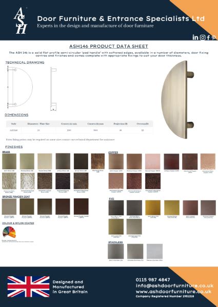 Ash146 Product Data Sheet Ash Door Furniture And Entrance Specialists Ltd Nbs Source