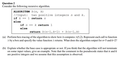 Solved Question 2 Consider The Following Recursive