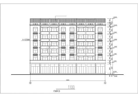 某中型7层砖混结构商住楼建筑设计cad图纸（底层商用含阁楼）住宅小区土木在线
