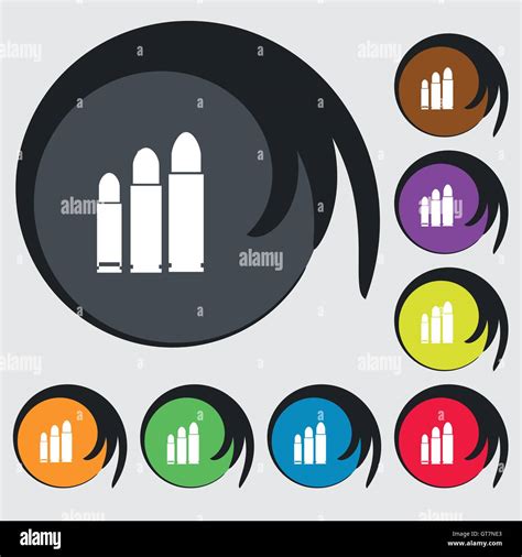 Bullet Icon Sign Symbols On Eight Colored Buttons Vector Stock Vector