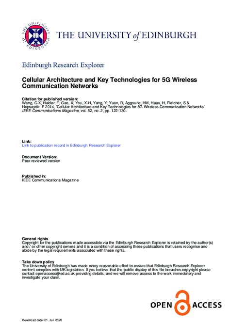 Pdf Cellular Architecture And Key Technologies For 5g Wireless Communication Networks