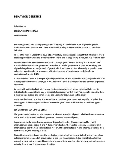 Behavior Genetics Pdf Twin Gene