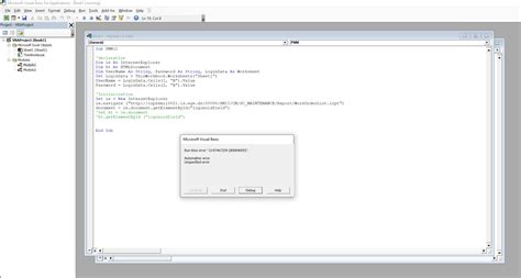 excel vba internetexplorer document automation unspecified error