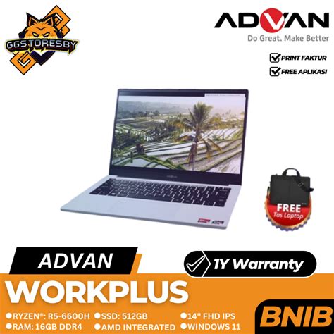 Jual Laptop Advan Workplus R5 6600h 16512 Amd 14 Fhd Ips W11
