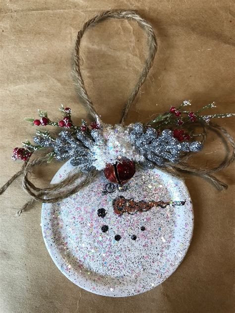 Mason Jar Lid Snowman Set Of 12 Ornaments Winter Ornaments Holiday