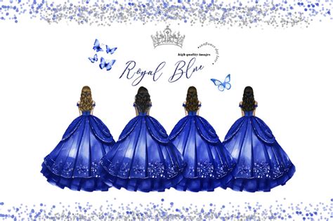 Royal Blue Princess Dress Butterfly Clipart Royal Blue Flowers By