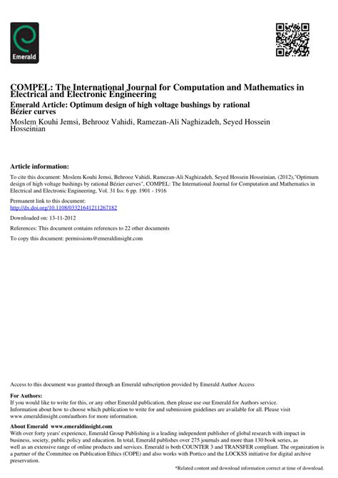 Pdf Optimum Design Of High Voltage Bushings By Rational Bézier Curves