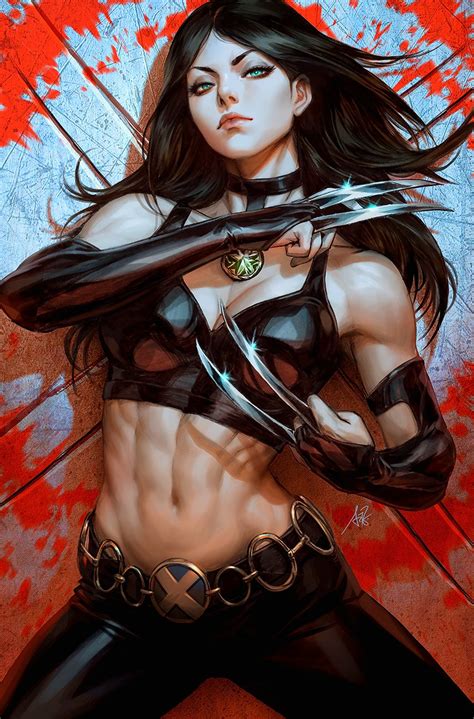 Stanley Lau Laura Kinney X 23 Marvel X Men Highres 1girl Abs Biceps Breasts Bridal