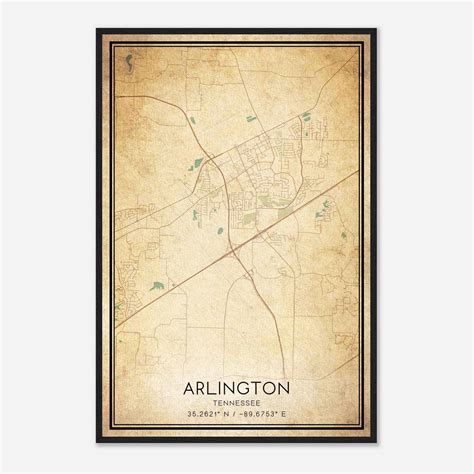 Vintage Arlington Tennessee Map Poster Modern Home Decor Wall Art