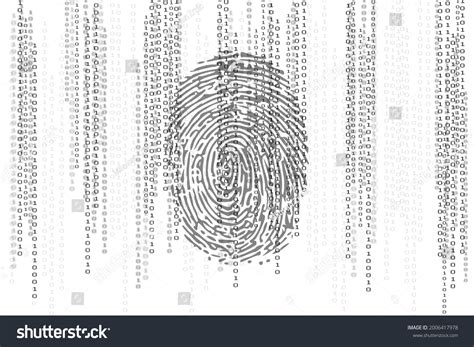 Binary Code White Background Fingerprint Network Stock Illustration