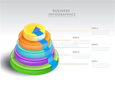 3d Concentric Circles With Five Different Steps For Business