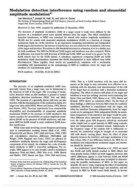 Pdf Modulation Detection Interference Using Random And Sinusoidal