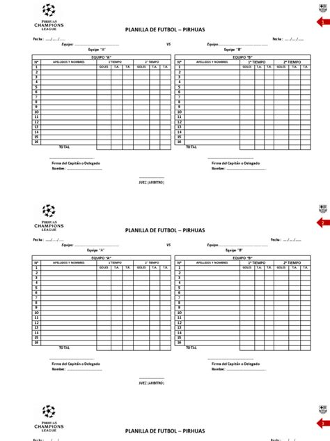 Planilla De Futbol Pdf Árbitro Asociación De Futbol
