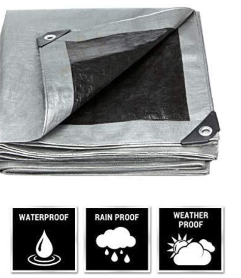 Heavy Duty Nylon Tarp Thick Waterproof Blocking Protective Cover Black Laminated Coating