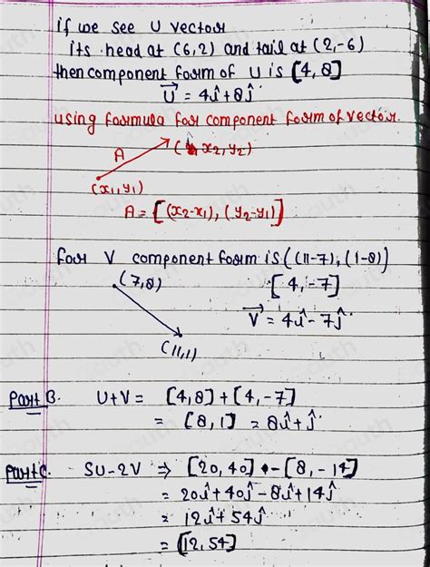 Solved Vectors U And V Are Shown On The Graph χ 14 Part A Write U
