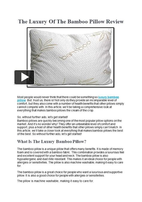 Ppt The Luxury Of The Bamboo Pillow Review Powerpoint Presentation