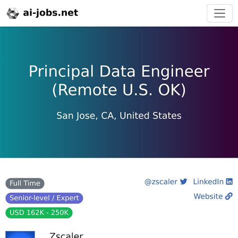 Hiring Principal Data Engineer Remote Us Ok In San Jose Ca