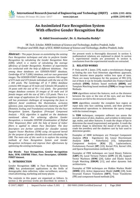 An Assimilated Face Recognition System With Effective Gender