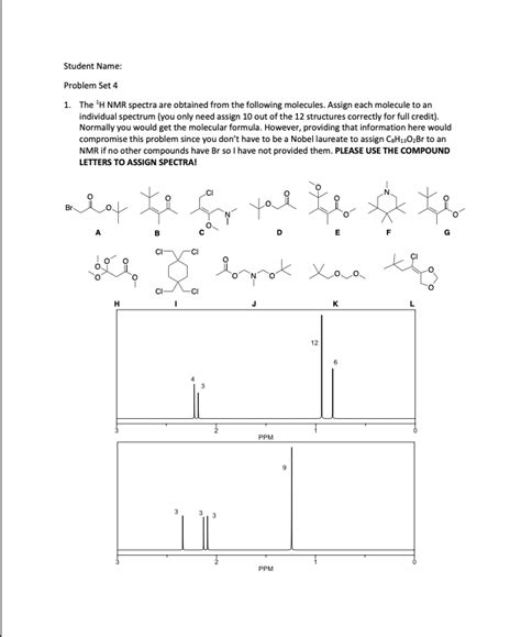 Solved Babe Name Problem Set 4 1 The H NMR Spectra Are Chegg Com