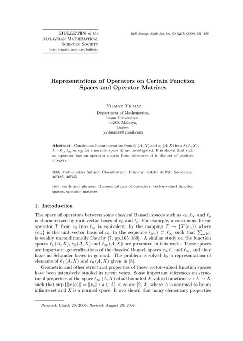 Pdf Representations Of Operators On Certain Function Spaces And