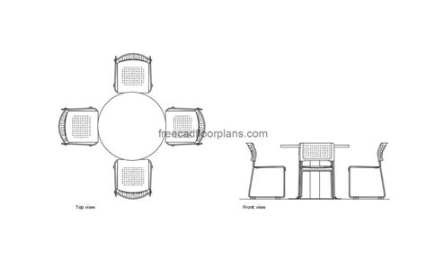 Circular Table With Chairs Free Cad Drawings