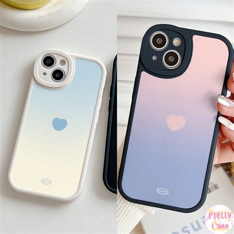 Casing Oval Big Eye Soft Phone Case Motif Heart Love Gradient Color For