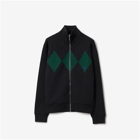 Argyle Track Jacket In Black Men Burberry® Official