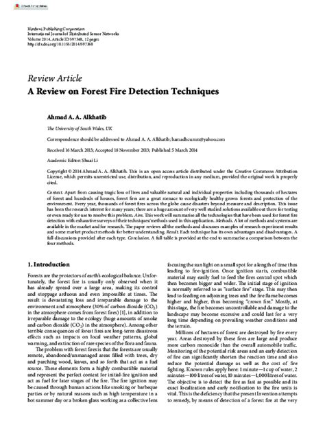 pdf a review on forest fire detection techniques