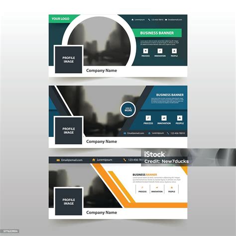 Lingkaran Kuning Biru Hijau Abstrak Template Spanduk Bisnis Perusahaan