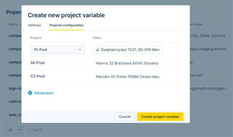 project variables