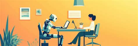 Collaboration Between Human And Robot On Project At Modern Workspace