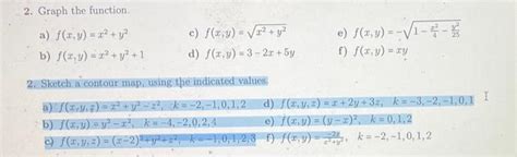Solved 2 Graph The Function A F X Y X2 Y2 C