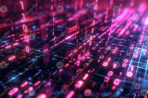 Generative Ai Image Of Digital Grid With Binary Code Pattern Abstract Wallpaper Stock
