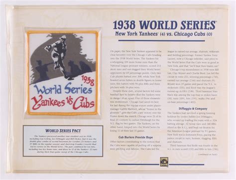World Series Patch Card With X Scorecard Yankees Vs Cubs