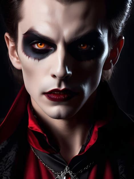 Premium Ai Image Closeup Portrait Of A Scary Vampire In A Dark Room