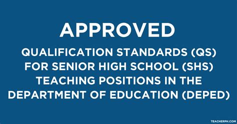 Qualification Standards For Senior High School Shs Teaching Positions