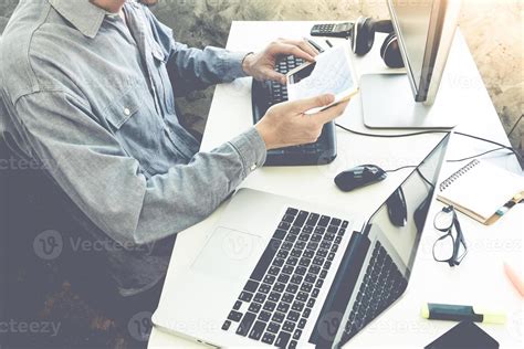 Male Hands Working On Computer And Tablet Software Programming Web