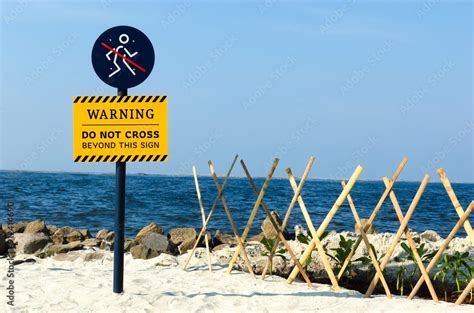 Poster The Image Shows A Sign And Sign Indicating A Safe Boundary That Cannot Be Crossed On The