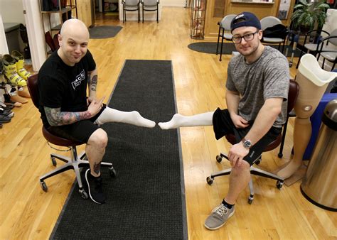 Rich And Colin Both Van Nes Rotationplasty Amputees Having A Chat At A Step Ahead Prosthetics
