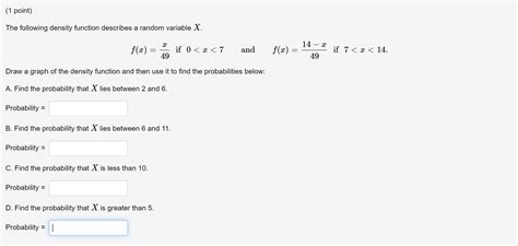 solved 1 point the following density function describes a