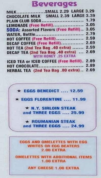 Menu At Mount Sinai Heritage Diner Restaurant Mount Sinai 275 Ny 25a