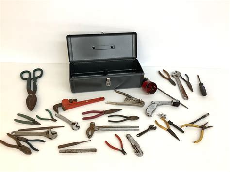 Metal Tool Box W Assorted Tools Box Is 6 X 16 X 6 5 In 4600741689