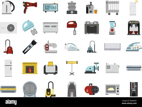 Home Appliances Icon Set Flat Style Stock Vector Image Art Alamy