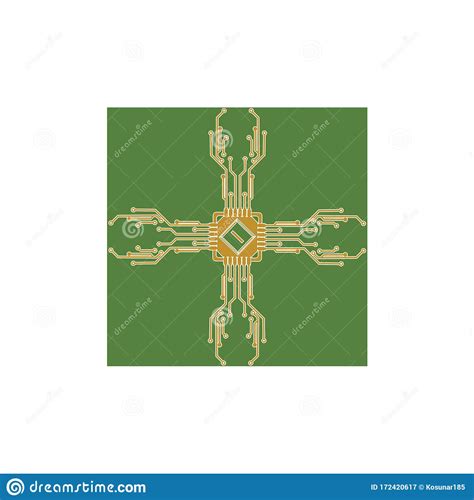 Flat Microelectronics Circuits Circuit Board Vector Green Background