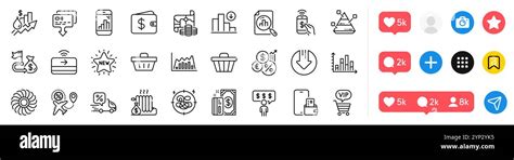 Rise Price Fan Engine And Decreasing Graph Line Icons Pack For Web